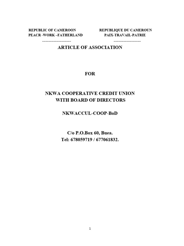 Credit Union Document Nkwaccul | PDF | Loans | Cooperative