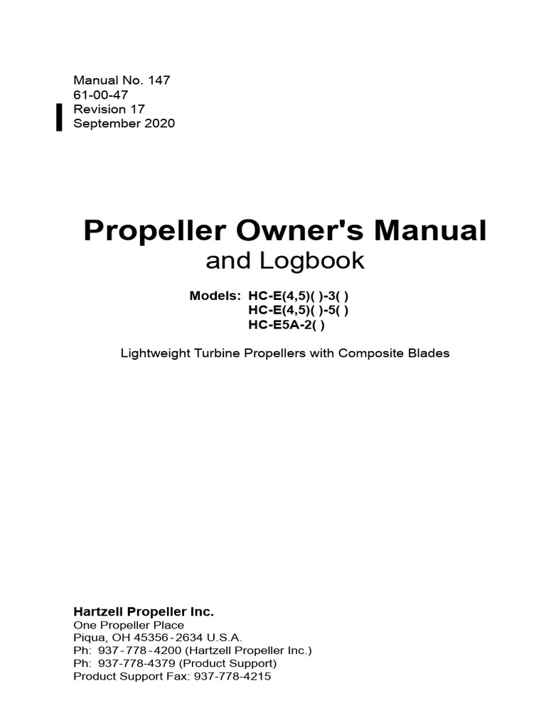 Propeller Owner's Manual 147 | PDF | Federal Aviation Administration ...