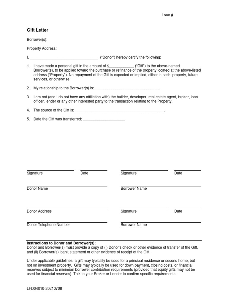 Gift Letter Example | PDF