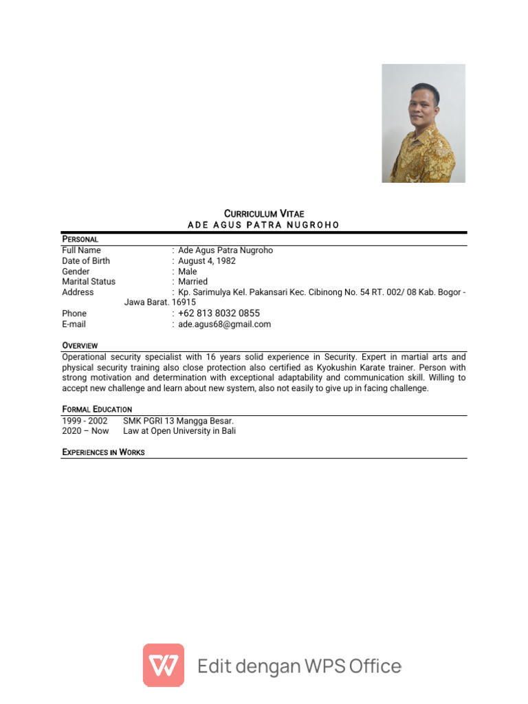 CV Agus Nugroho | PDF