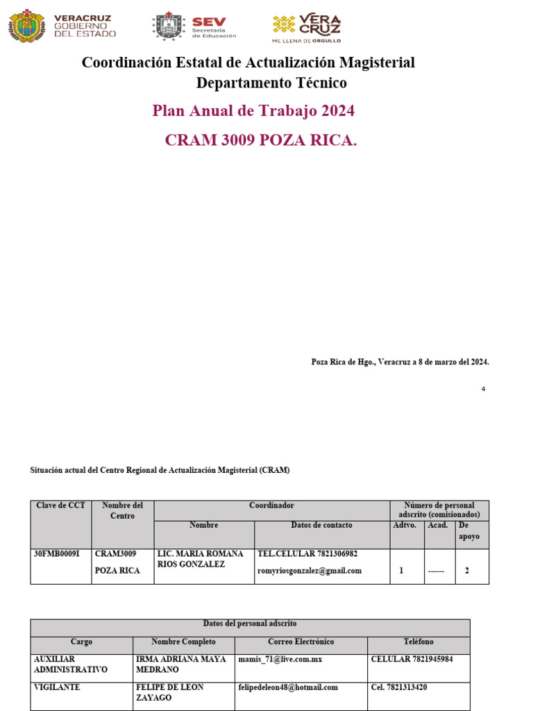 Pat Cram 3009 Poza Rica 2024 | PDF | Educación primaria | Enseñando