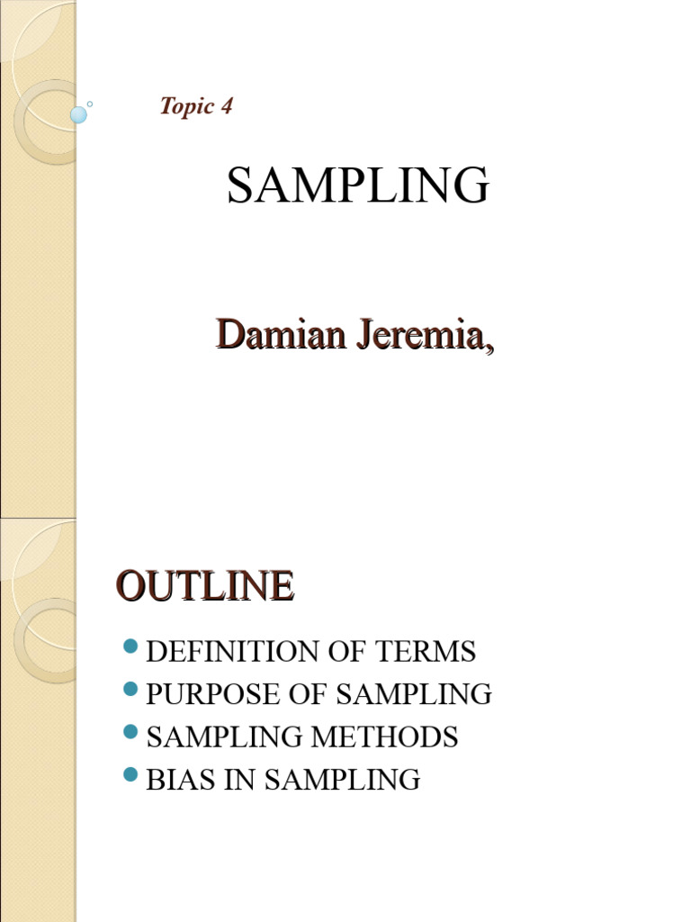 Topic 4 - Sampling Techniques | PDF | Sampling (Statistics) | Standard Error