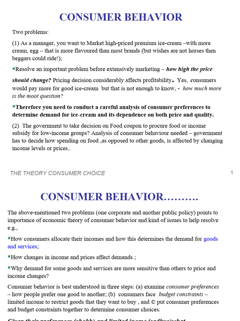 Managerial Economics L4 Consumer Behaviour | PDF | Labour Economics ...