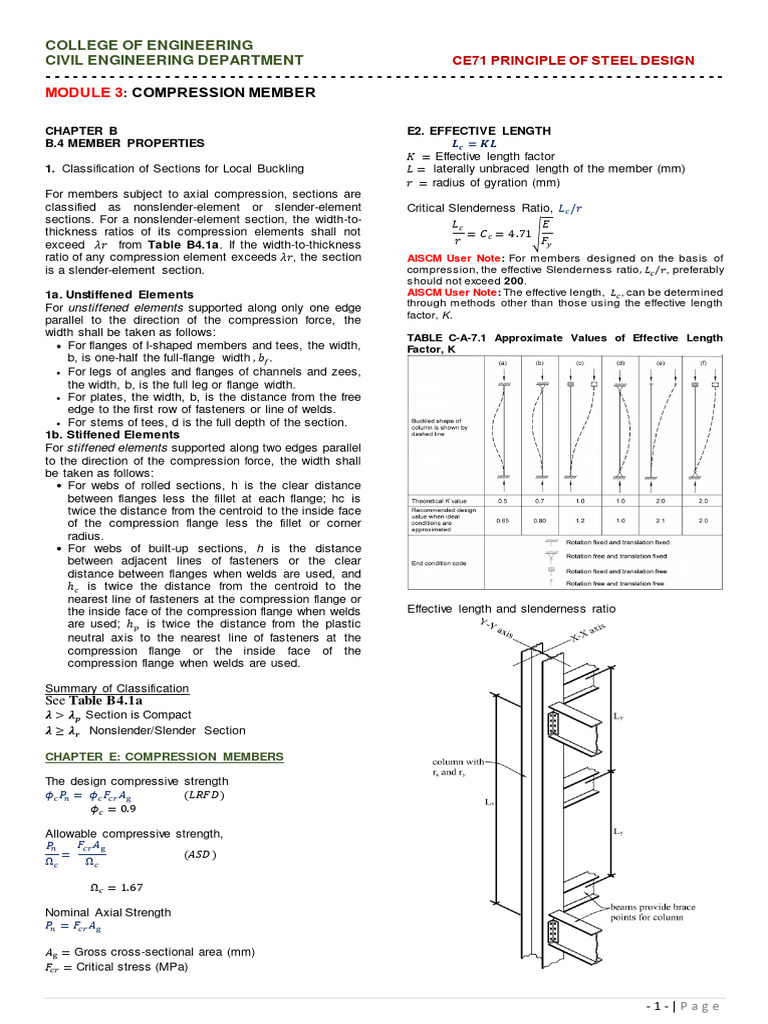 Compression Members | Download Free PDF | Buckling | Mechanical Engineering