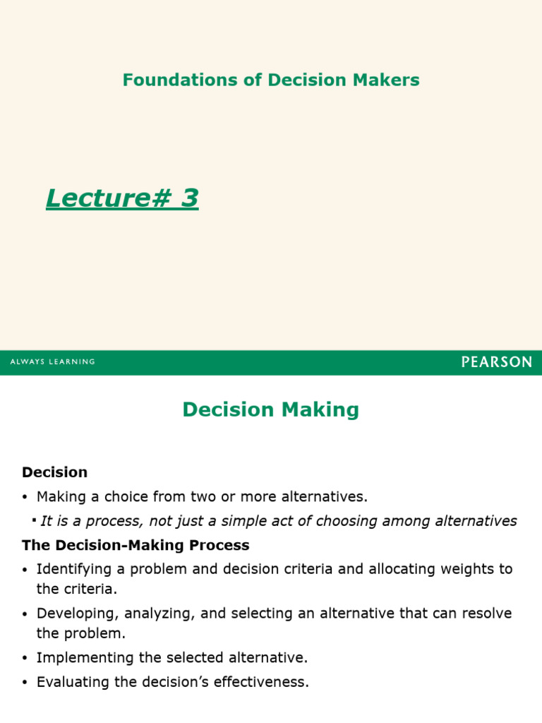 FOM Lecture 3 Decision Making | PDF | Decision Making | Policy