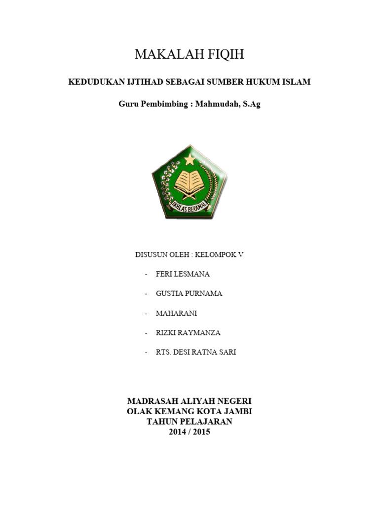 Makalah Fiqih Kedudukan Ijtihad | PDF