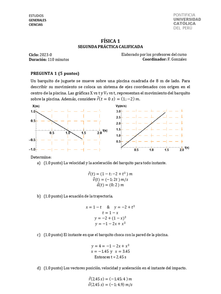 PC1 2023.0 Sol | PDF | Aceleración | Velocidad