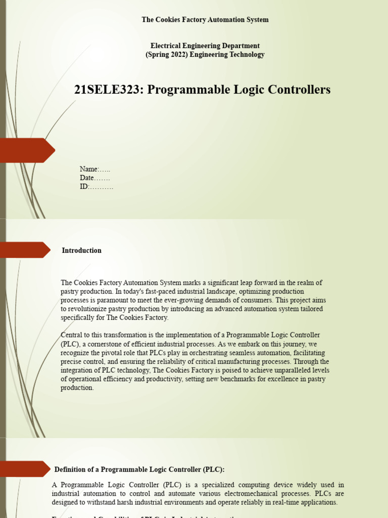 The Cookies Factory Automation System | PDF | Automation | Programmable Logic Controller