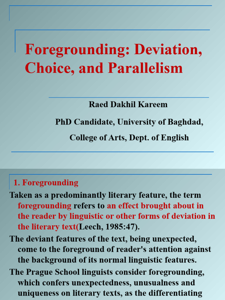 Types of Foregrounding | PDF | Word | Morphology (Linguistics)