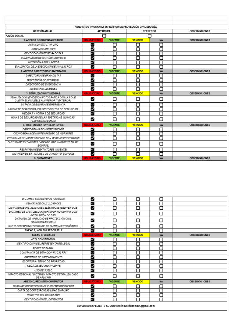 Check List Requisitos Protección Civil - Requisitos Pepc Casillas | PDF
