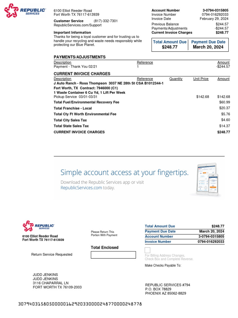 Invoice_J3_Auto_Ranch | PDF | Fee | Cheque
