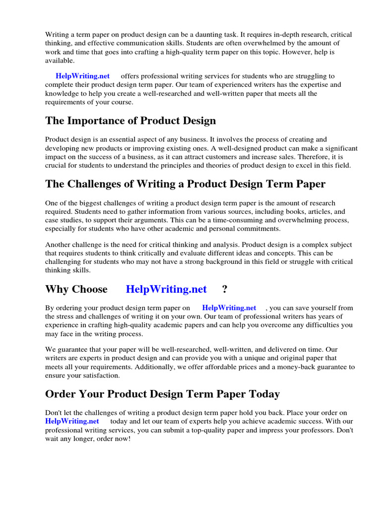 Product Design Term Paper | PDF | Engineering | Engineering Design Process