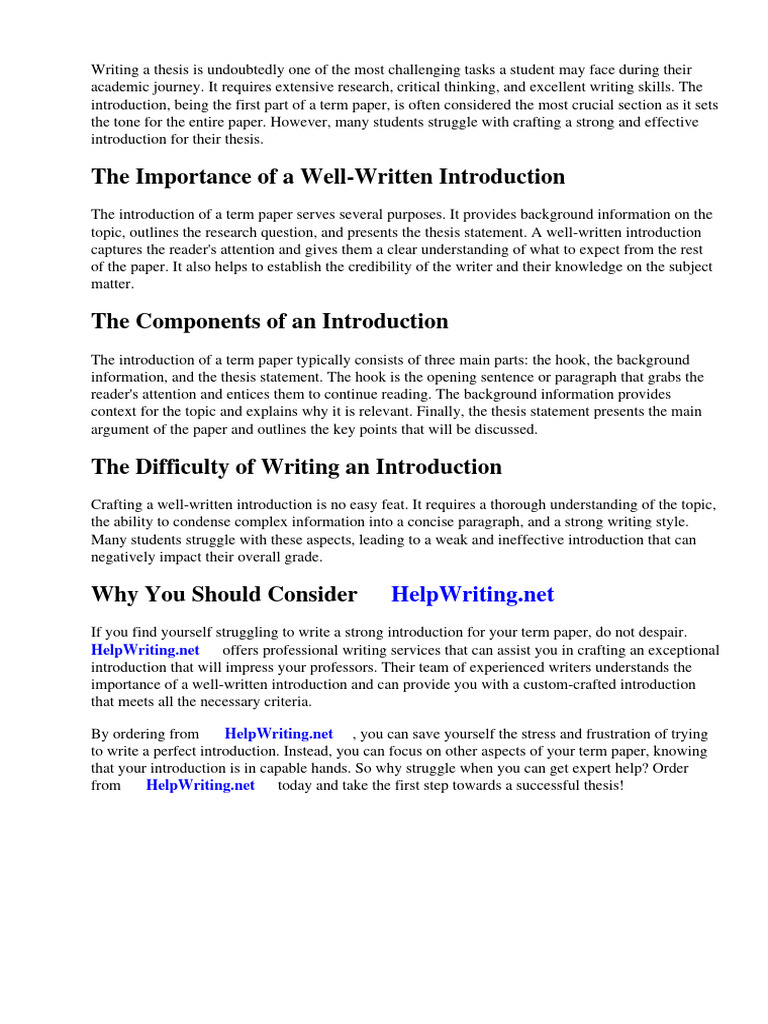 Parts of Introduction of Term Paper | PDF | Essays | Theory