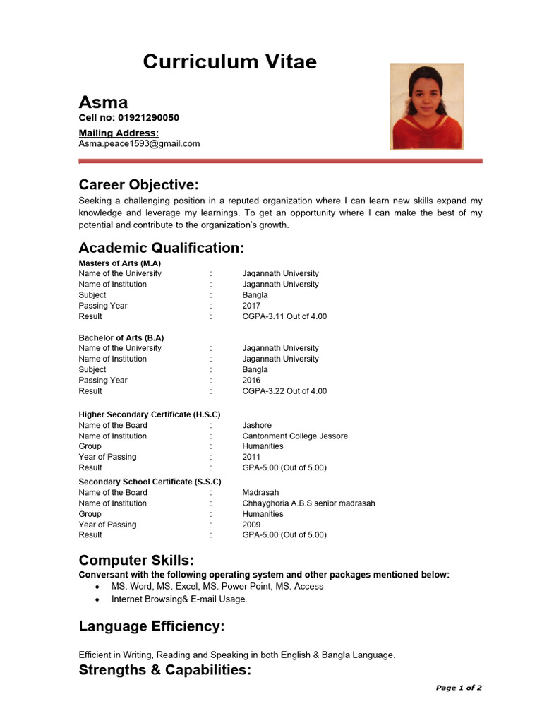 Asma CV | PDF | Learning