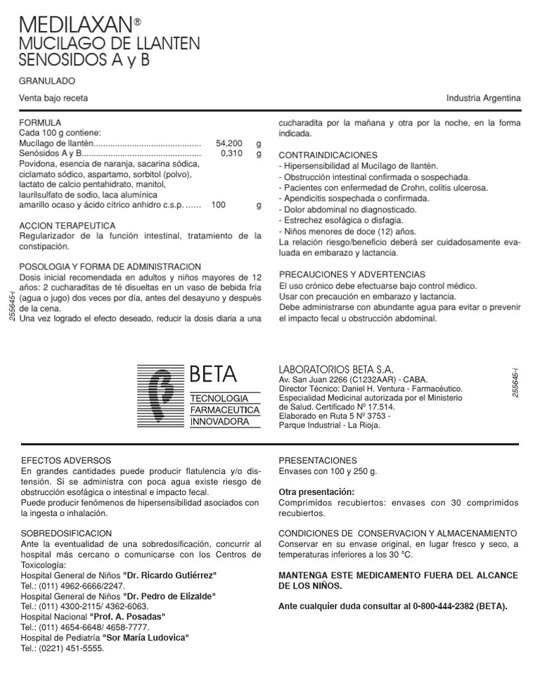 Medilaxan Granulado | PDF | Especialidades Medicas | Medicina CLINICA