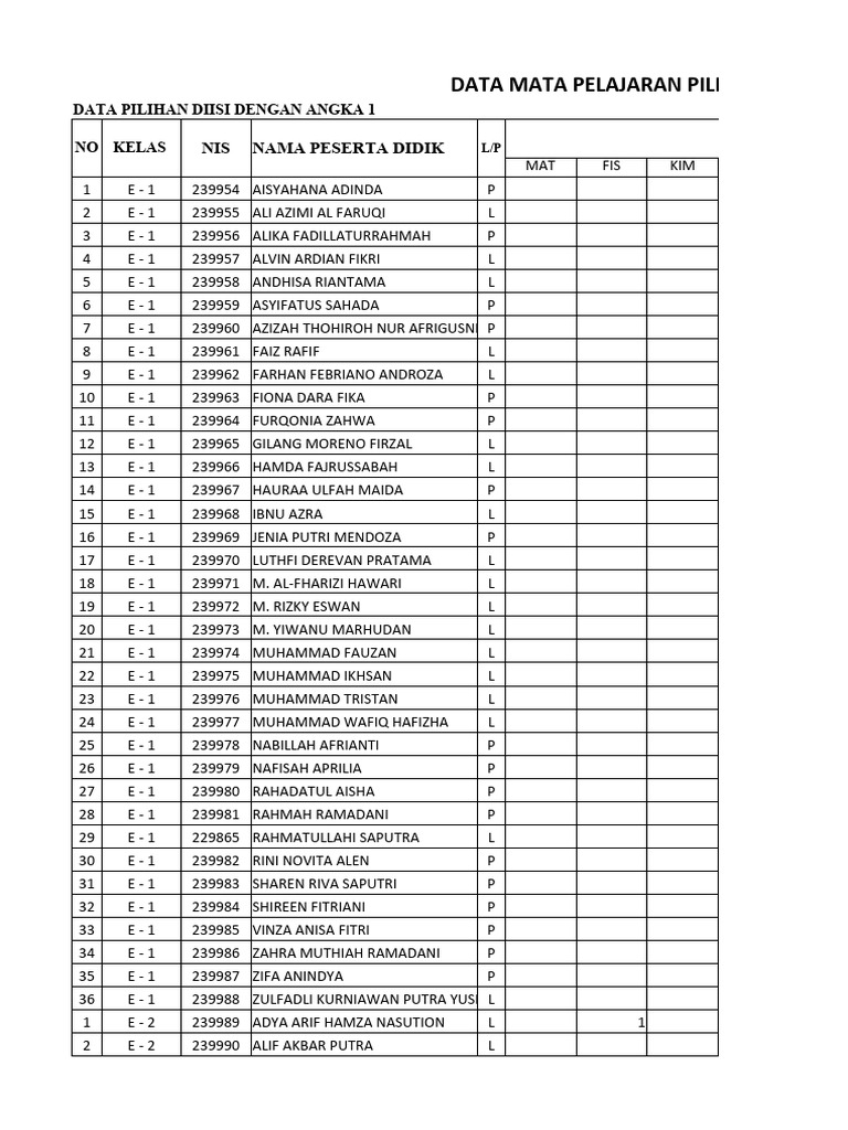 Pilihan Mapel Pdf