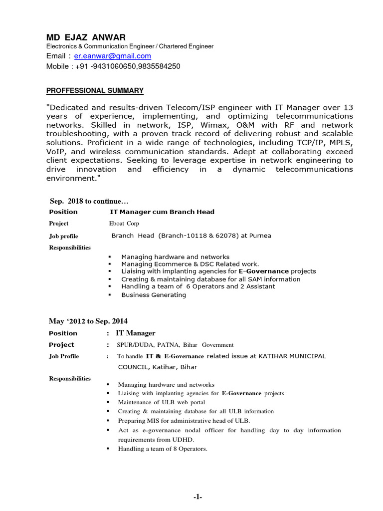 Md Ejaz Anwar 2024 | PDF | Telecommunications | Wi Max