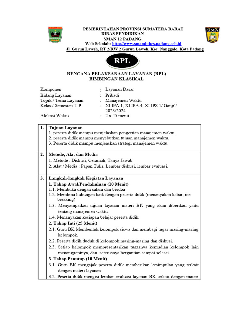 RPL, Materi, Lembar Evaluasi Manajemen Waktu | PDF | Karier & Perkembangan