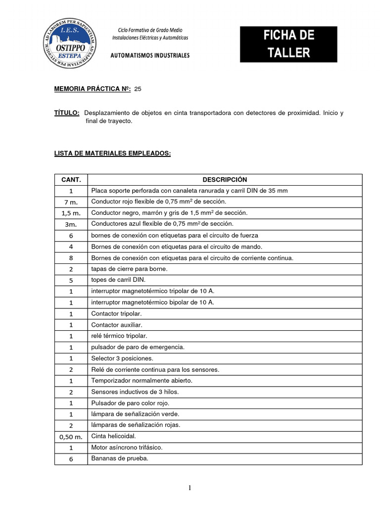 Memoria Practica 25 | PDF | Relé | Cambiar