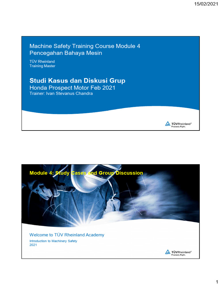 Module 4 - Study Cases Machinery Safety 2021 Rev.1 IND | PDF | Teknologi & Rekayasa