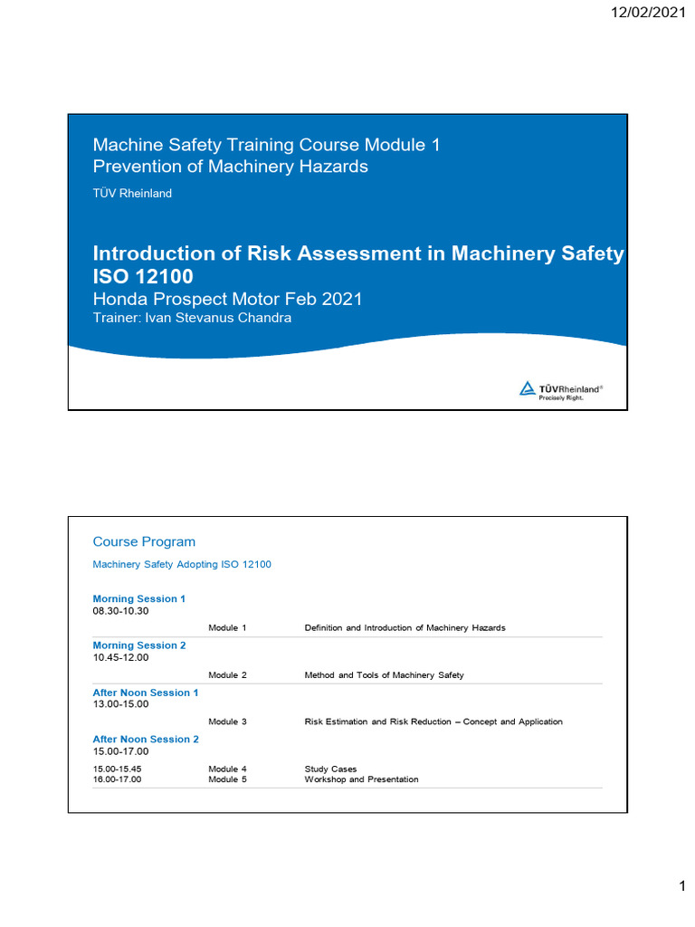 ISO 12100 Machinery Safety Training | PDF | Hazards | Risk
