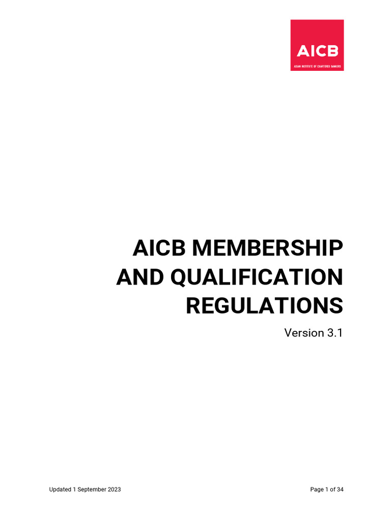 AICB Membership and Qualification Regulations | PDF | Banks