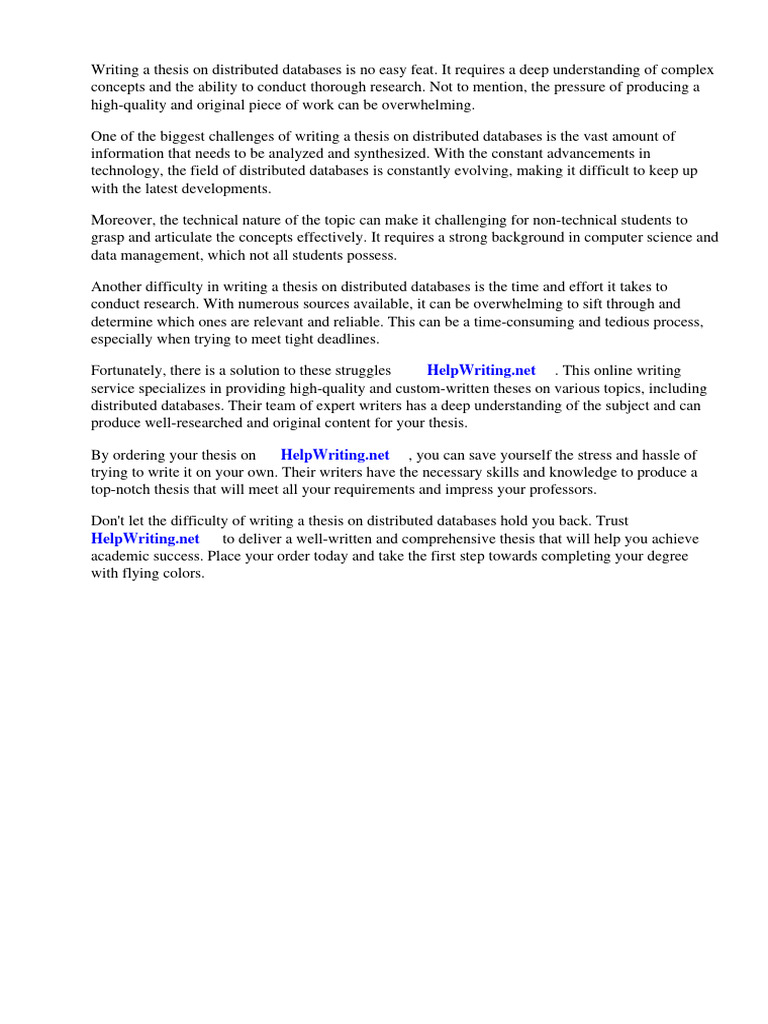 Term Paper On Distributed Database | PDF | Databases | Sql