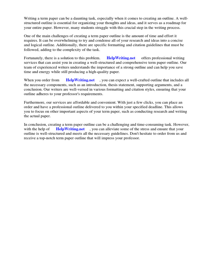 How To Create Term Paper Outline | PDF | Thesis | Academic Publishing