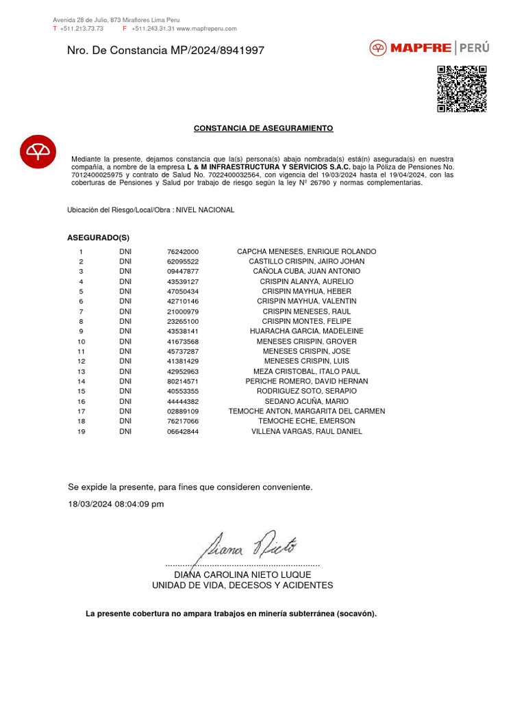 Constancia SCTR | PDF