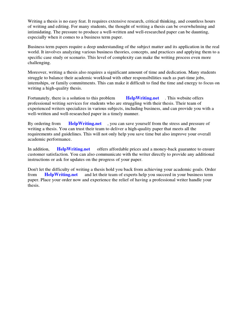 Business Term Paper Sample | PDF | Academic Publishing | Citation