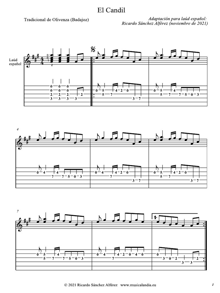 El Candil (Tablatura + Partitura) | PDF