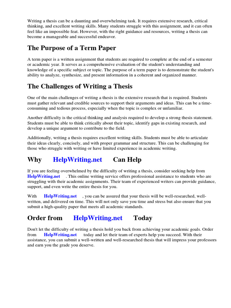 Term Paper Purpose | PDF | Motivation | Motivational