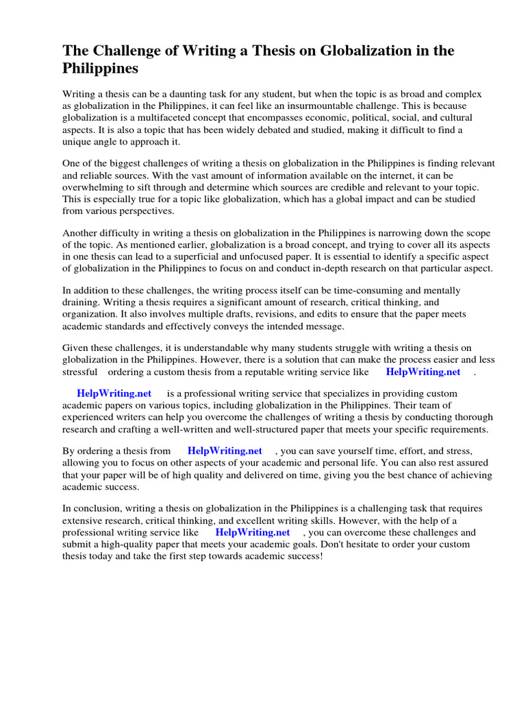 Globalization in The Philippines Term Paper | PDF | Globalization | Philippines