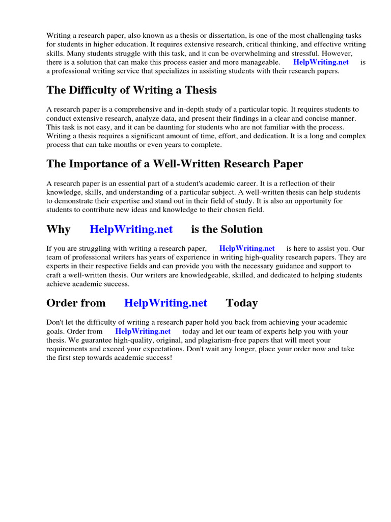 Research Paper Writing Assistance Guide | PDF | Thesis | Academic ...
