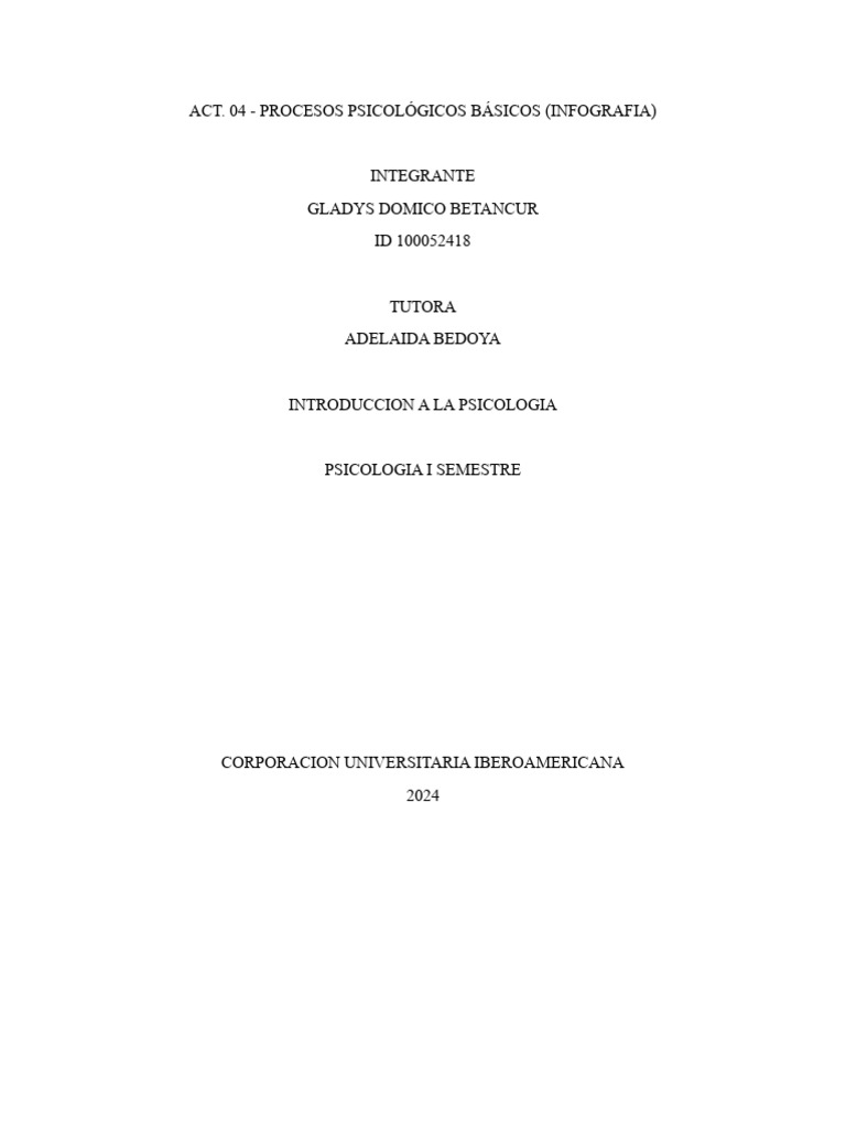 Act. 04 - Procesos Psicológicos Básicos (Infografia) | PDF