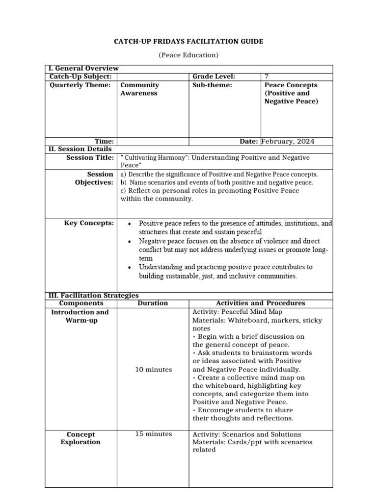 Teaching - Guide - Peace Education | PDF | Peace | Brainstorming