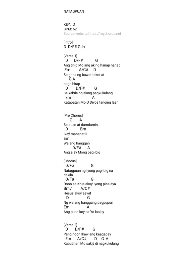 Hope Filipino Worship - Natagpuan, Chords, Lyrics, Video | PDF