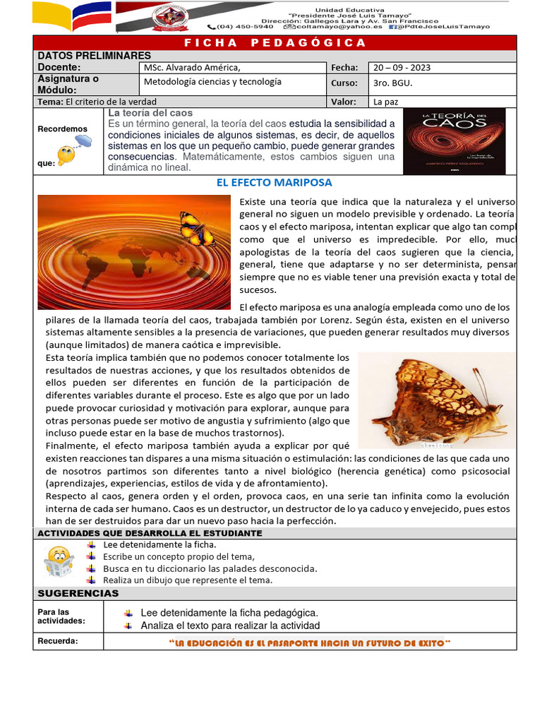 Ficha de METODOLOGÍA | PDF | Teoría del caos | Teoría