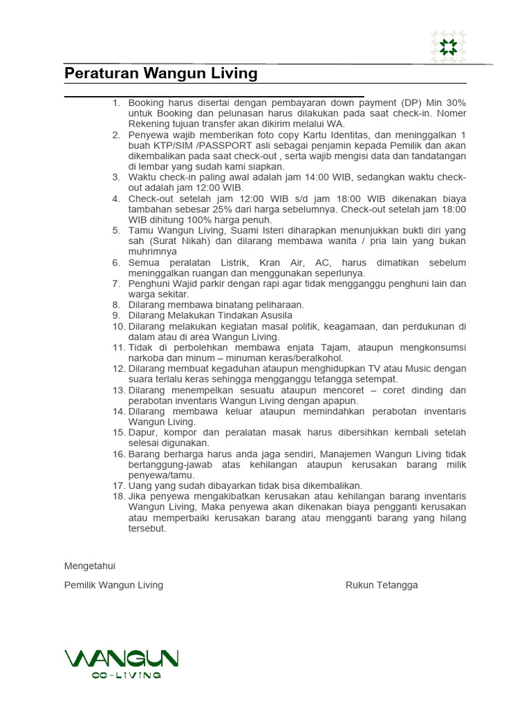 Peraturan Wangun Living | PDF