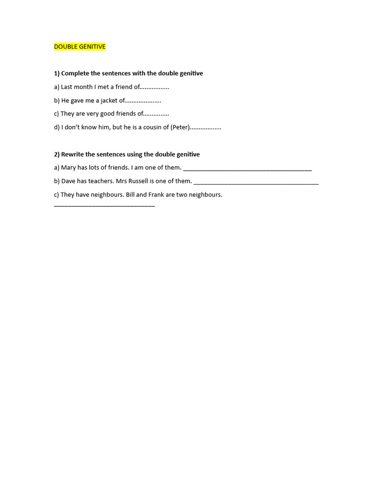 Double Genitive Exercises | PDF