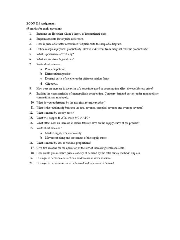 ECON 210 Assignment | PDF