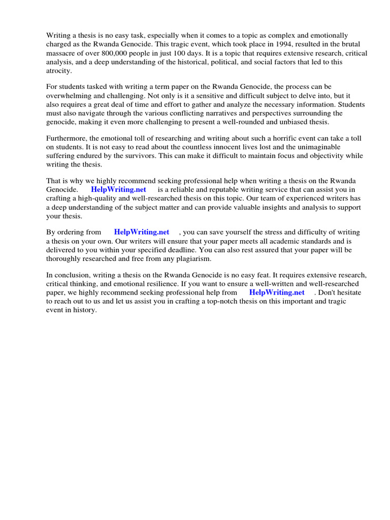 Term Paper On Rwanda Genocide | PDF | Rwandan Genocide | Hutu