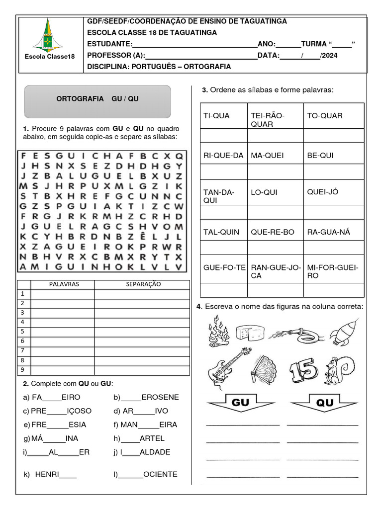 15-03 - 24 Ortografia QU - GU | PDF | Linguística