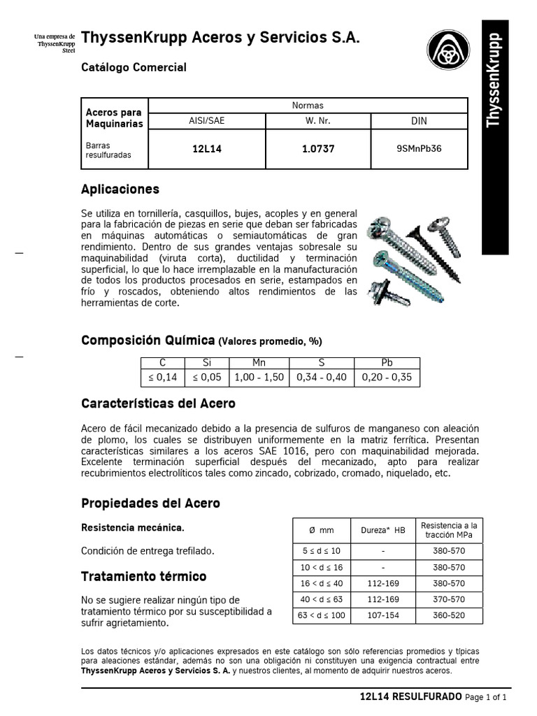 Aisi 12L14 | PDF | Acero | Materiales