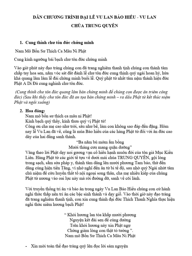 Dẫn Chương Trình Vu Lan | PDF