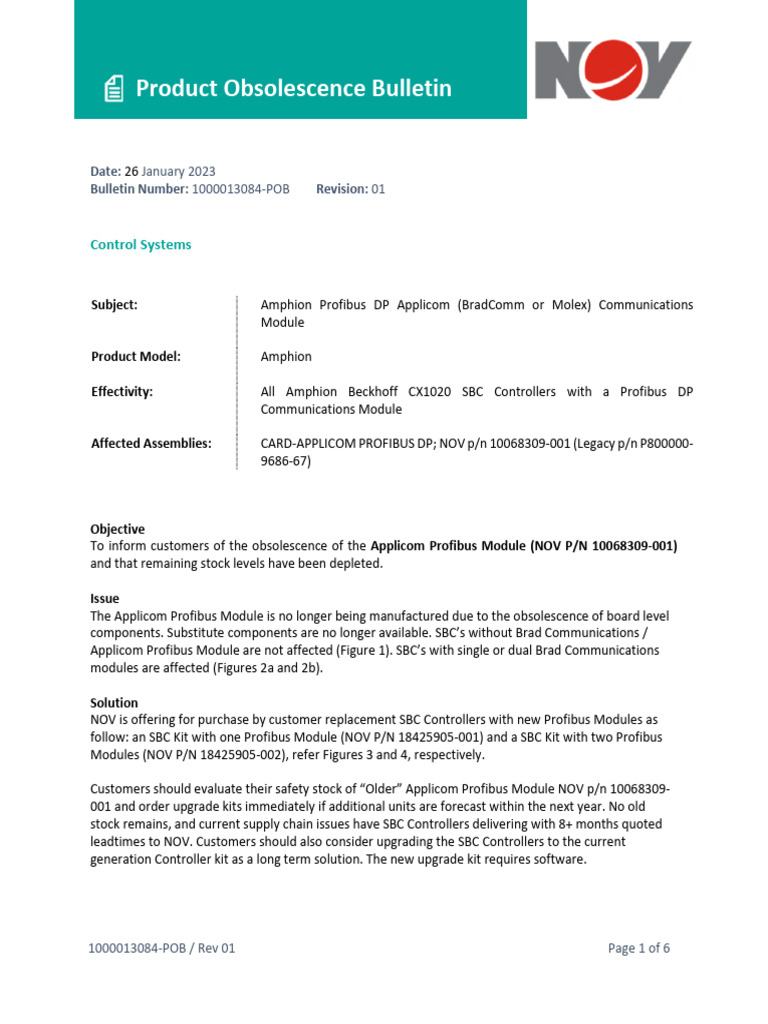 Product Obsolescence Bulletin: Control Systems | PDF | Computer ...