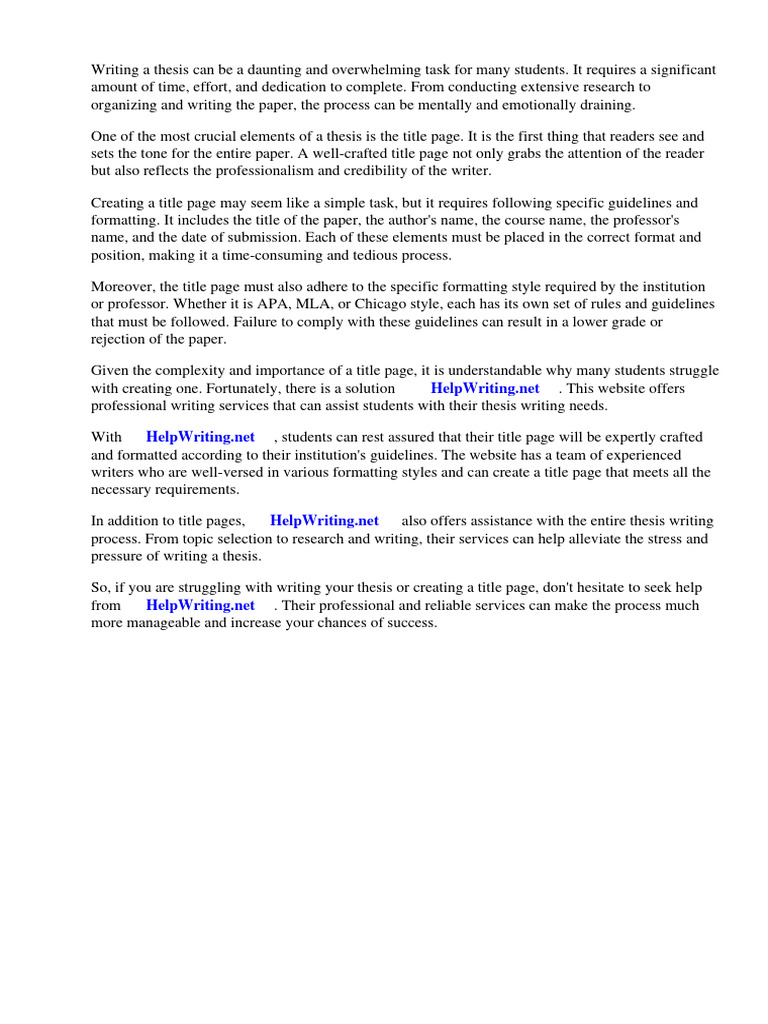 Sample of Term Paper Title Page | PDF | Essays | Thesis