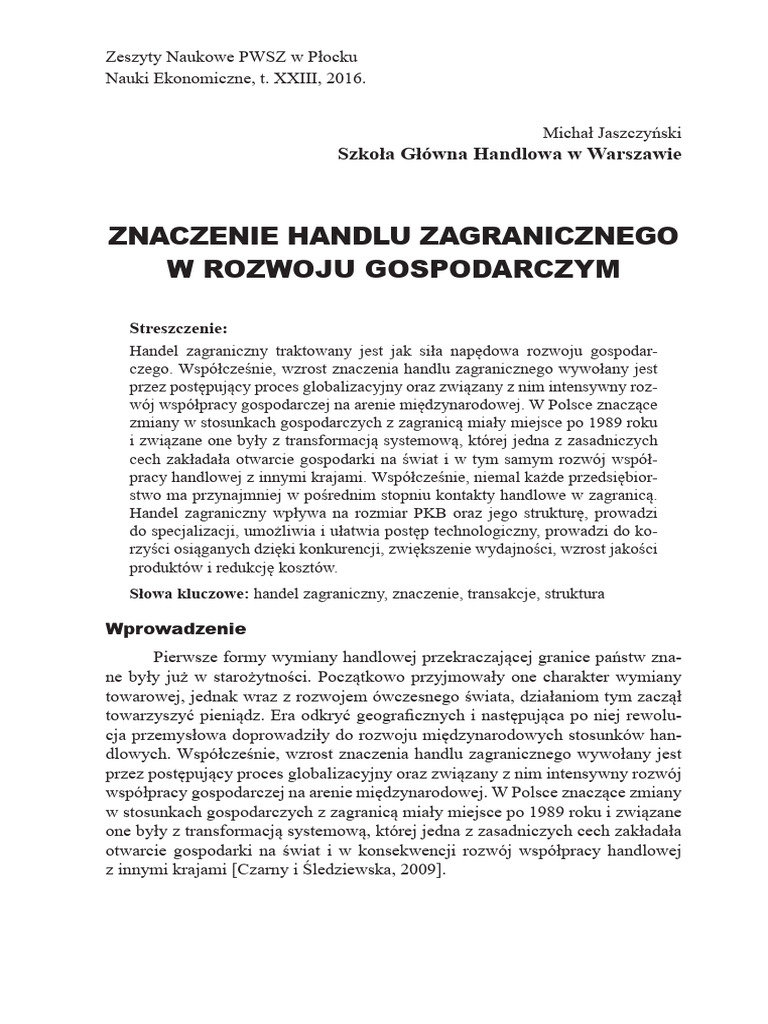 Znaczenie Handlu | PDF