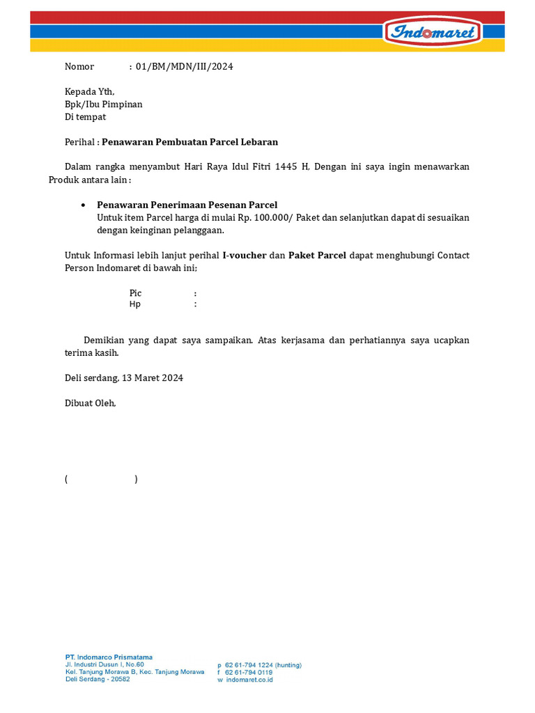 Surat Penawaran Voucher & Parcel New | PDF