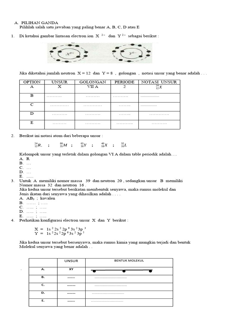 Kisi - Kisi Soal Kimia | PDF